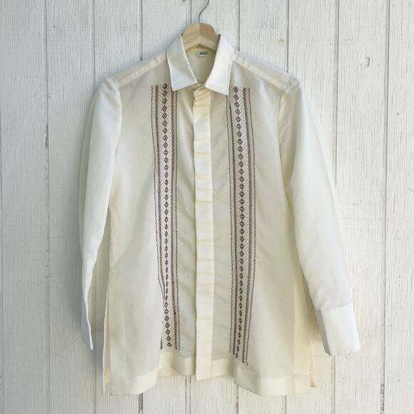 Alvin's | Shirts | Vintage 97s Cream Sheer Barong Tagalog Sz Xs | Poshmark